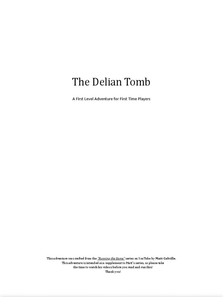 The Delian Tomb - GM Binder | PDF | Dungeons & Dragons | Role Playing Games