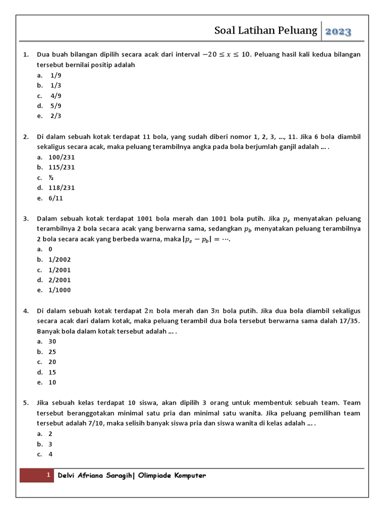 Latihan Soal Peluang | PDF