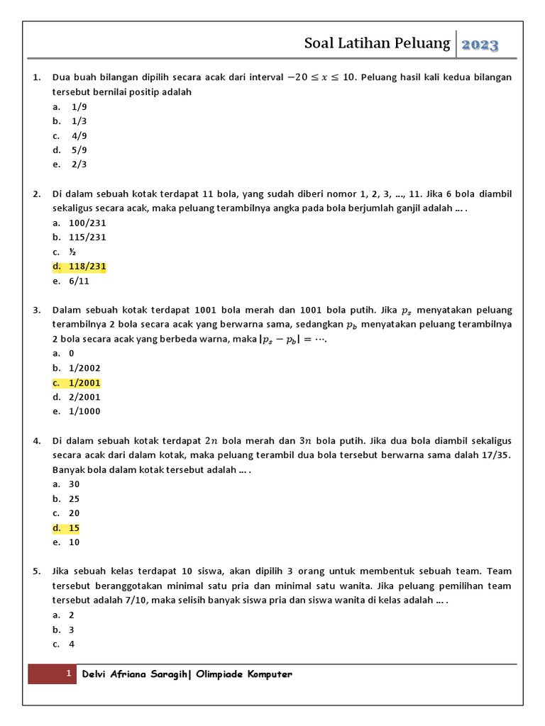 Latihan Soal Peluang | PDF