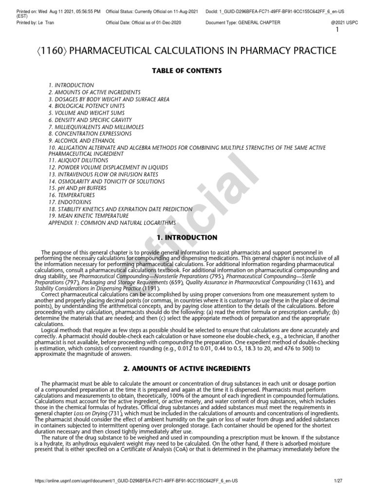 Pharmaceutical Calculations Guide | PDF | Mass Concentration (Chemistry ...