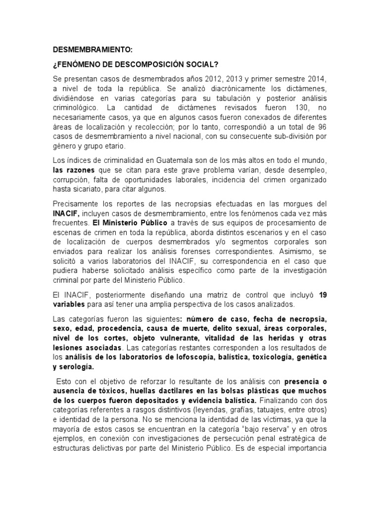 DESMEMBRAMIENTO Análisis | PDF