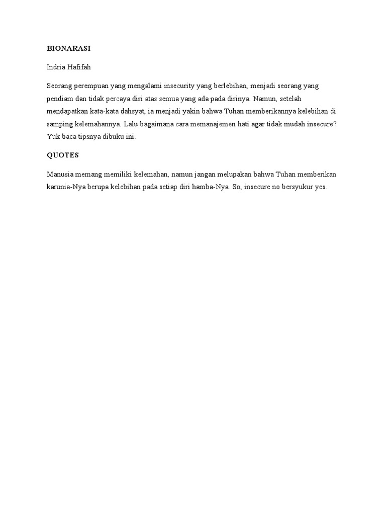 Bionarasi - Indria Hafifah | PDF