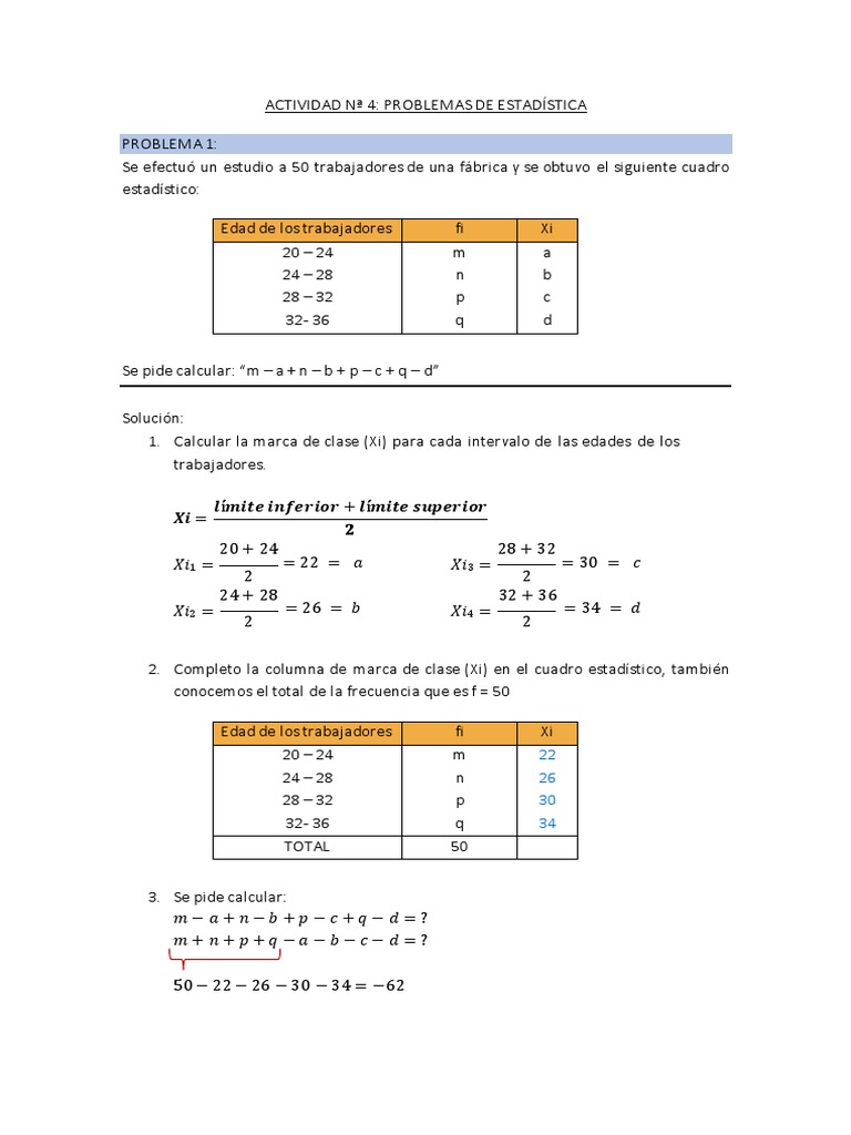 Sesión - 5 Problemas de Estadistica Resuelto | PDF | Análisis estadístico | Enseñanza de matemática