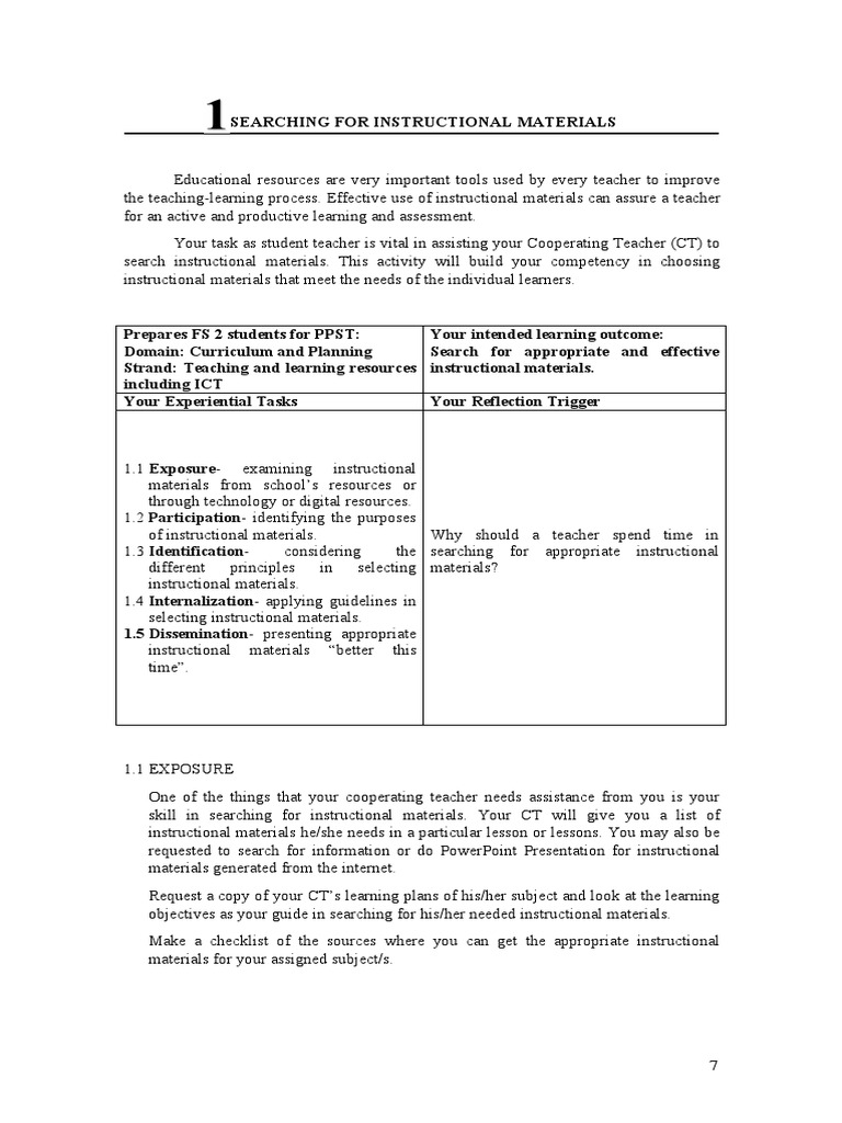 L1 To Print | PDF | Teachers | Learning
