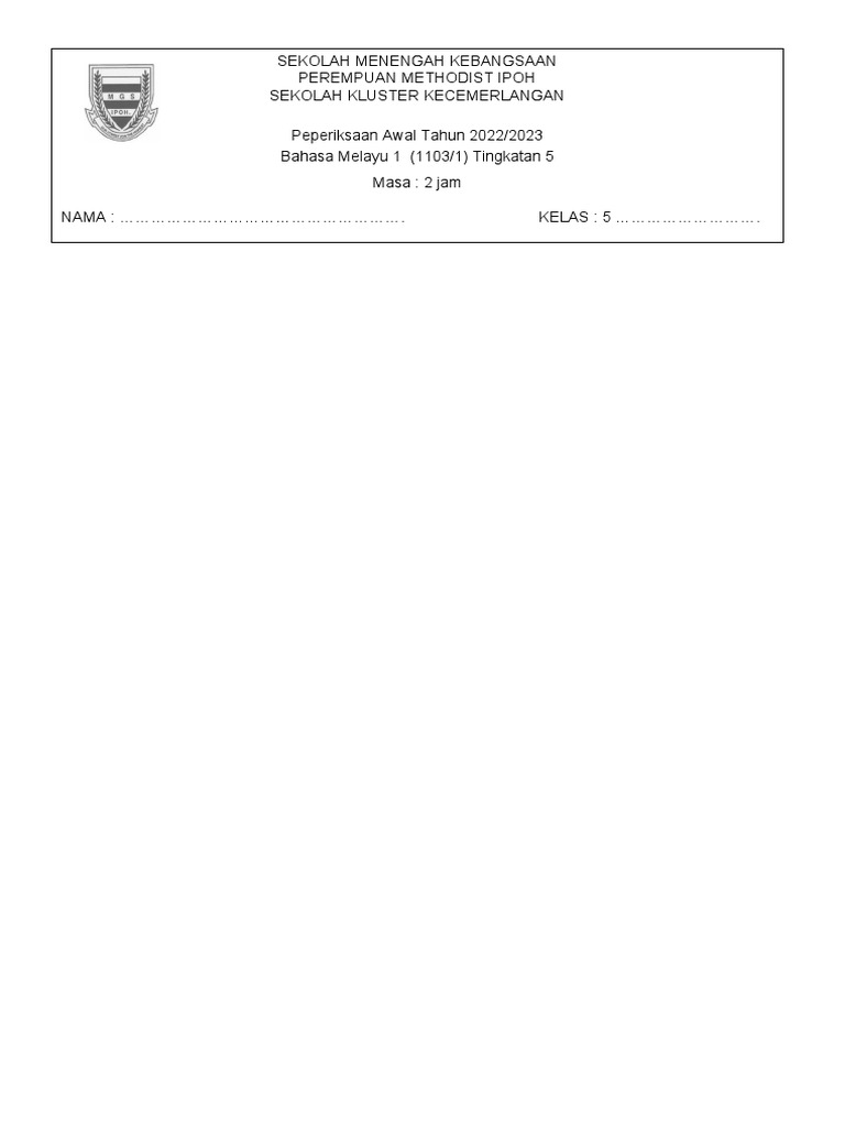 Format Heading BM 1 PAWAT 2022n 2023 | PDF