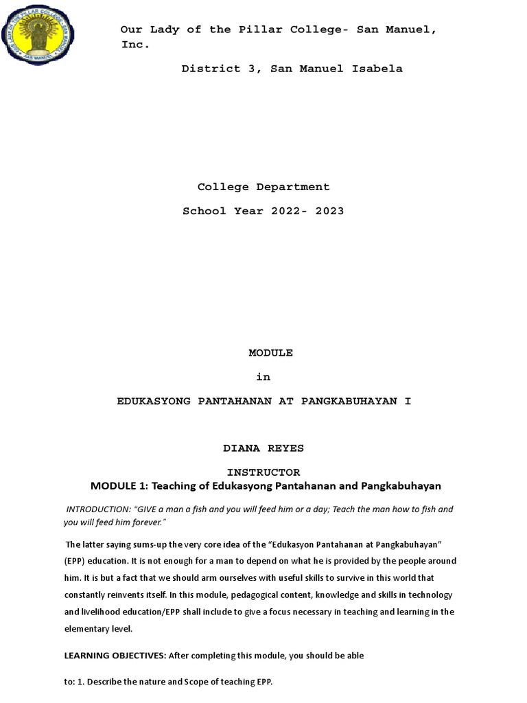 SP1A Module Prelim | PDF | Educational Assessment | Learning