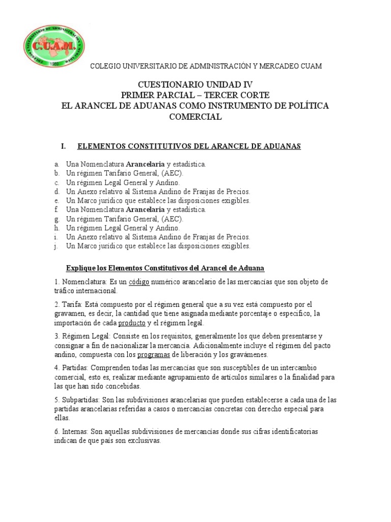 La Pol - Tica Comercial Del Arancel de Aduanas - Nomenclatura Unidad IV | PDF | Arancel | aduana