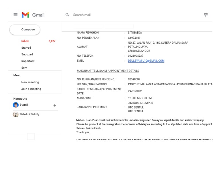 Makluman - Permohonan Temujanji Online - Information - Online Application For Appointment ...