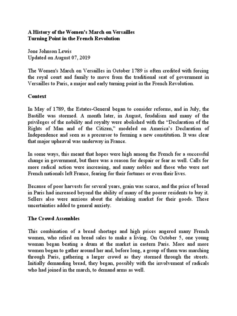 A History of The Women's March On Versailles | Download Free PDF ...