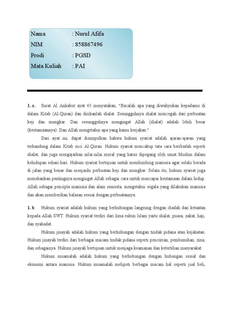 Tugas 2 PAI - Nurul Afifa | PDF