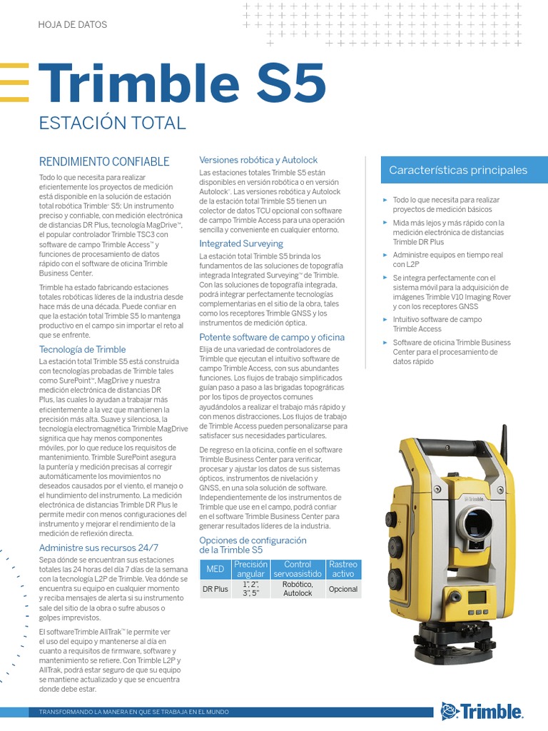 Datasheet - Trimble S5 | PDF | Software | Ciencias fisicas