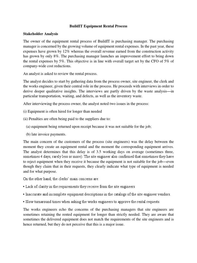 BuildIT Equipment Rental Process Analysis | PDF | Accounts Payable ...