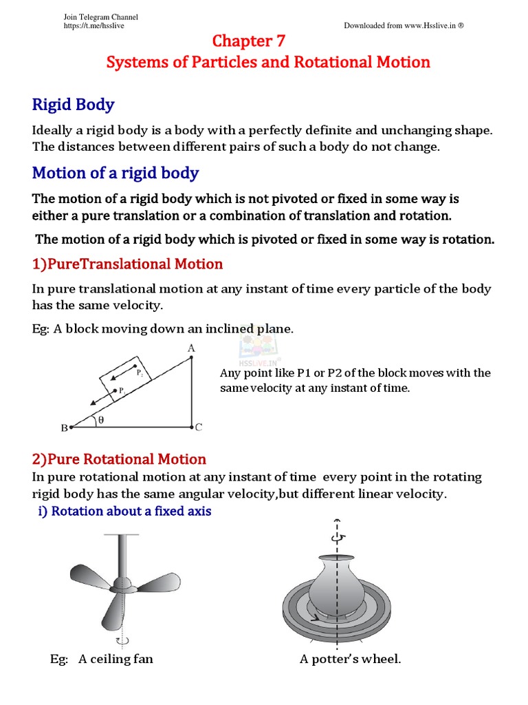 Hsslive-physics-Plus One Chapter7 | PDF | Torque | Rotation Around A Fixed Axis