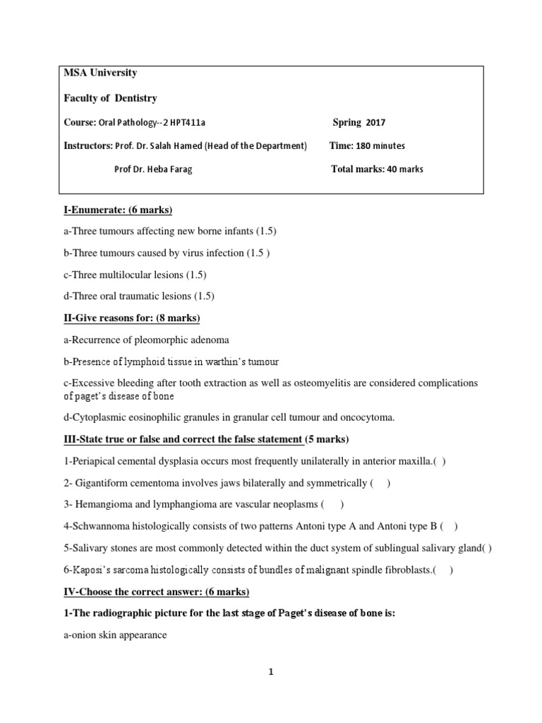 Oral Pathology Exam Questions & MCQs | PDF | Neoplasms | Epithelium