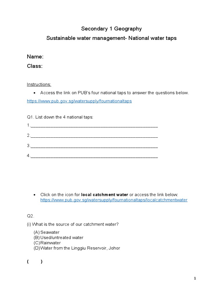 4 National Taps Worksheet | PDF | Sewerage | Environmental Engineering