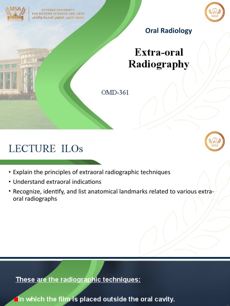 Extraoral Radiography Guide | PDF | Radiography | Skull