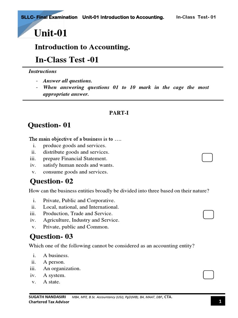 Accounting Introduction Exam Questions | PDF | Accounting | Bookkeeping