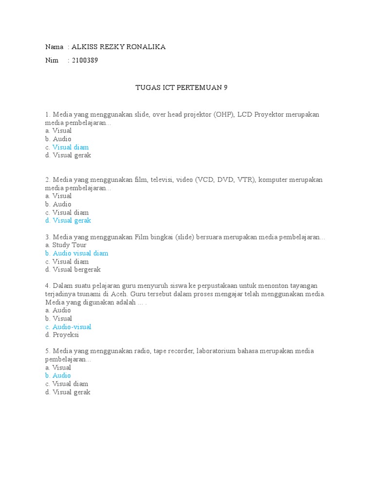 Alkiss Rezky R - Tugas ICT 5 Soal PG | PDF | Karier & Perkembangan