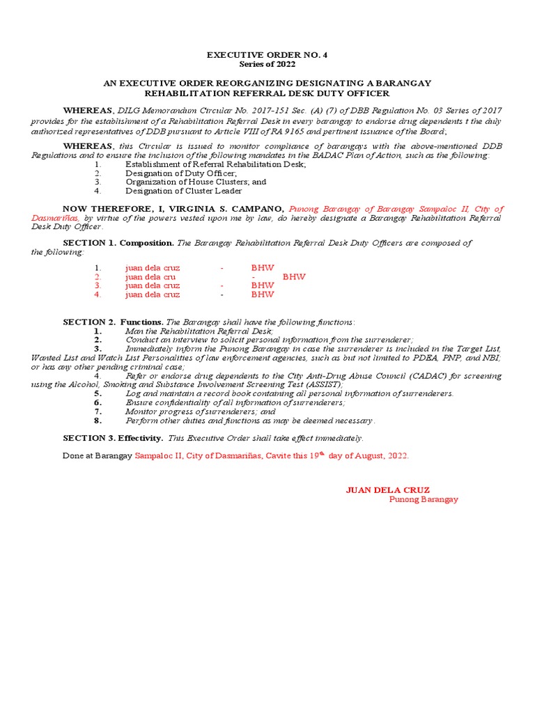 EO Drug Rehab and Referral Desk | PDF