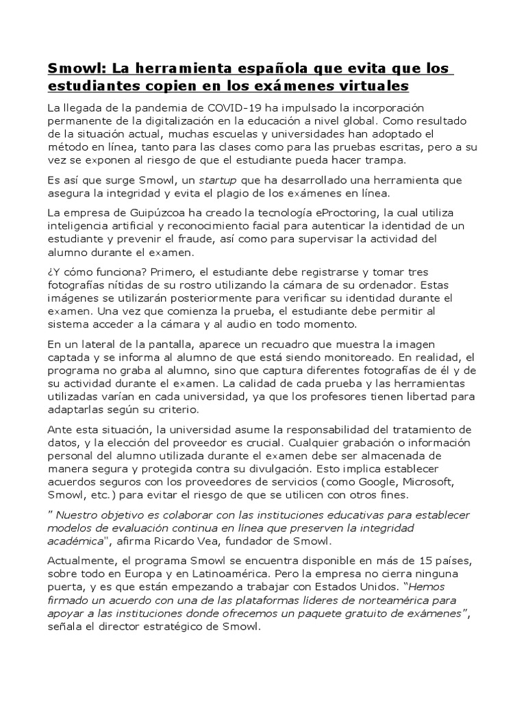 Smowl: Proctoring para exámenes online | PDF | Informática