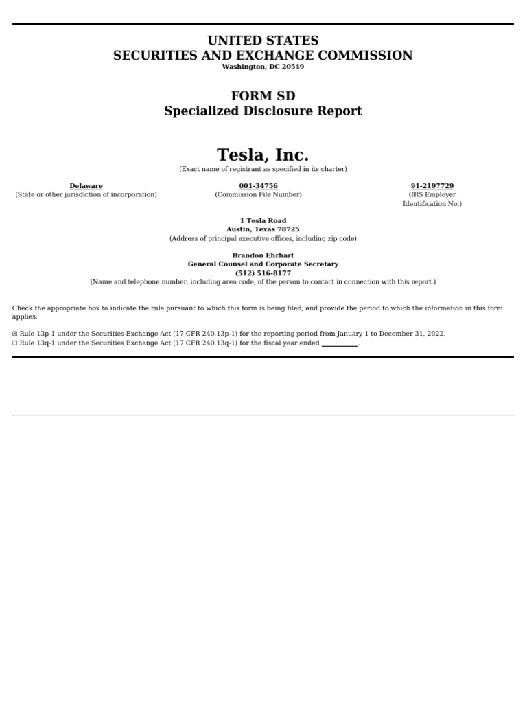 Tsla SD Gen | PDF | Supply Chain | Due Diligence