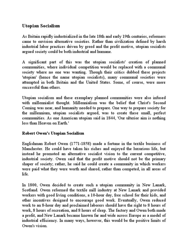 Utopian Socialism | PDF | Socialism | Utopia