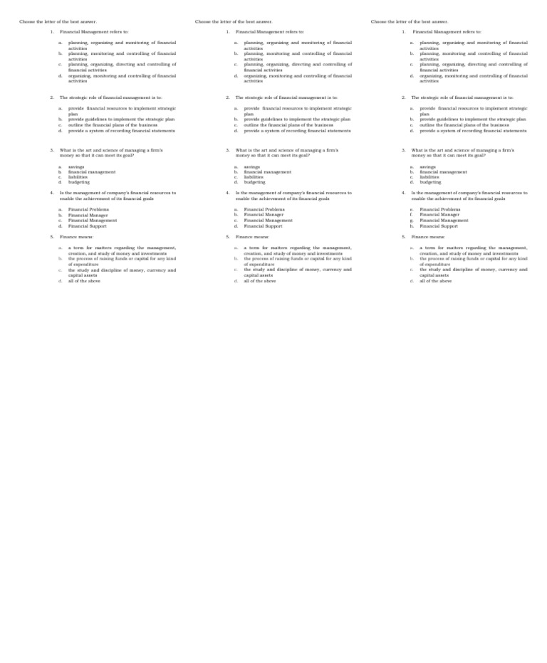 Choose The Letter of The Best Answer | PDF