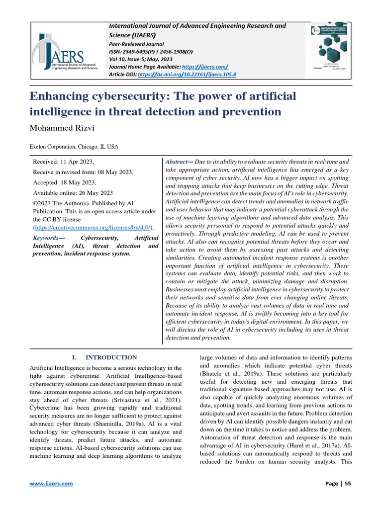 Enhancing Cybersecurity: The Power of Artificial Intelligence in Threat Detection and Prevention ...
