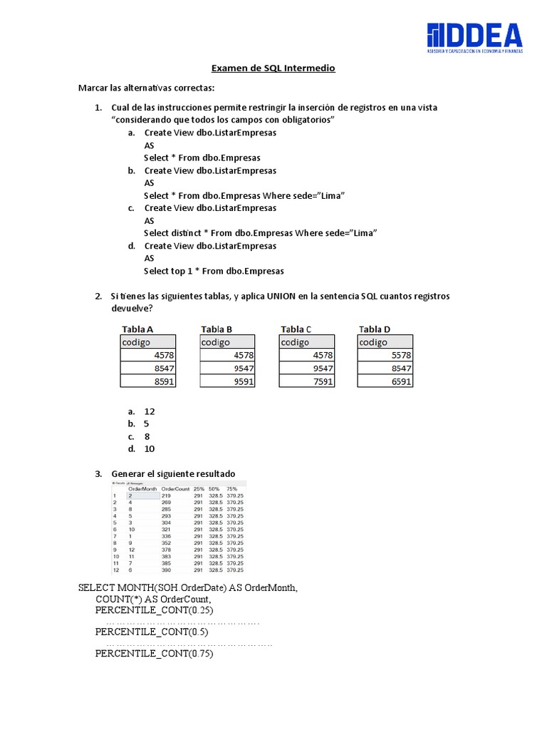 Examen FINAL de SQL Intermedio | PDF | Databases | Data Management