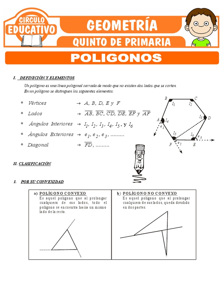 Ejercicios de Poligonos Para Quinto de Primaria | PDF | Formas geométricas | Geometría Elemental