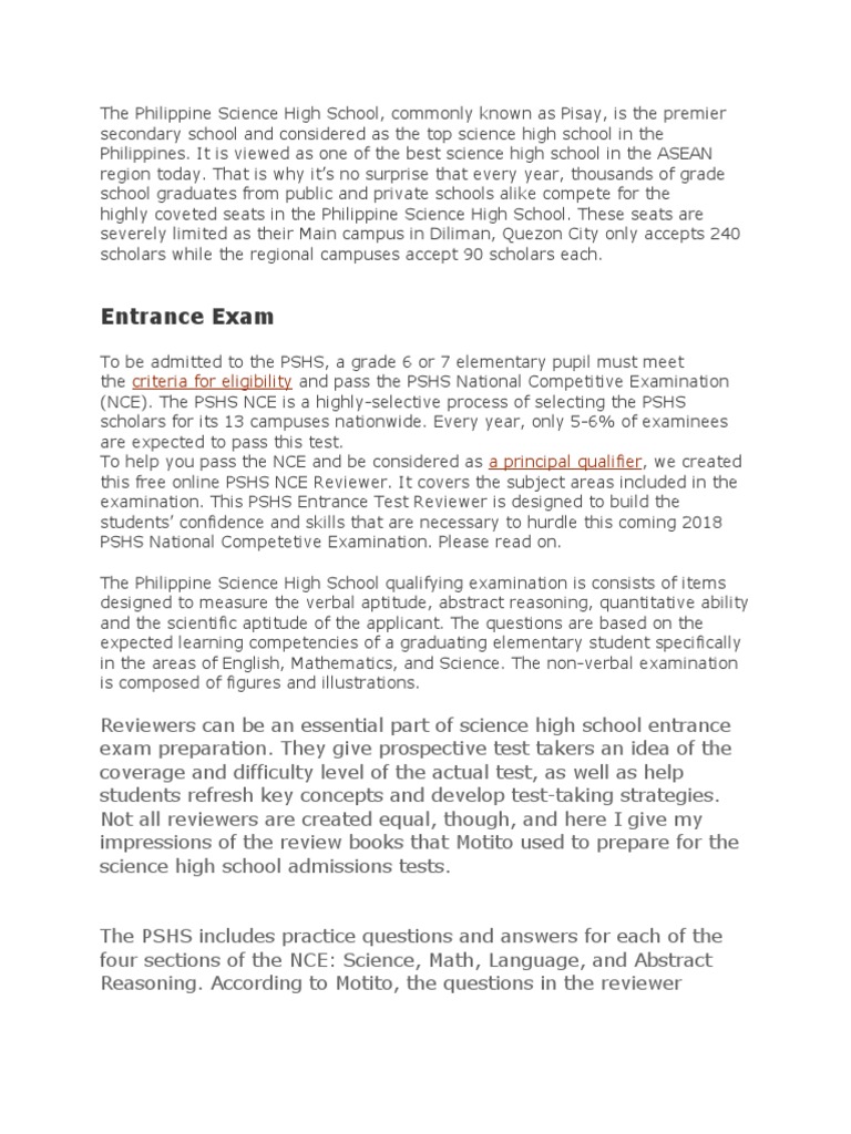 The Philippine Science High School | PDF | Schools