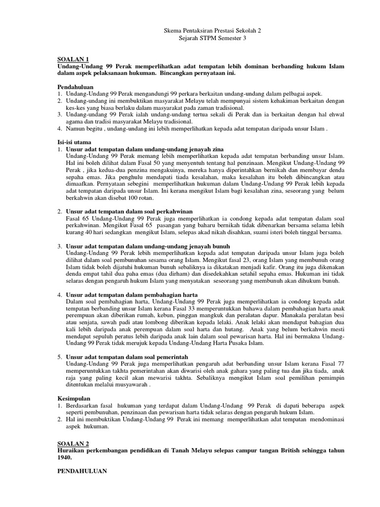 Skema pps2 Sejarah S3 | PDF