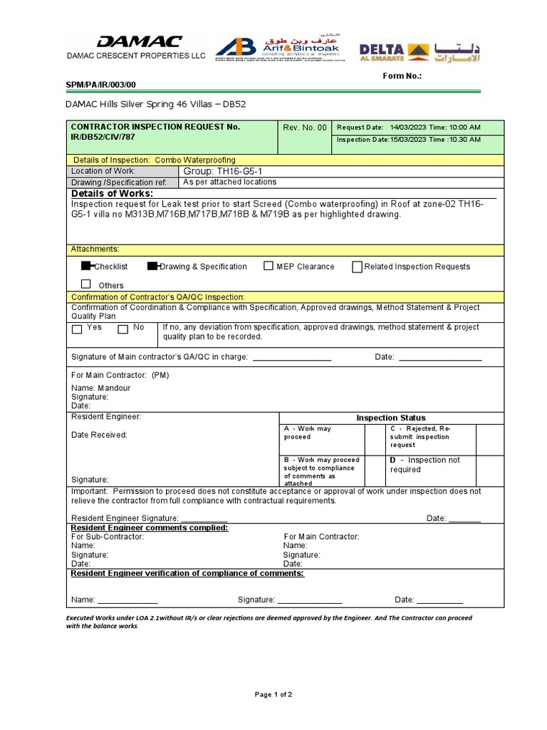 Details of Works:: DAMAC Hills Silver Spring 46 Villas - DB52 | PDF ...