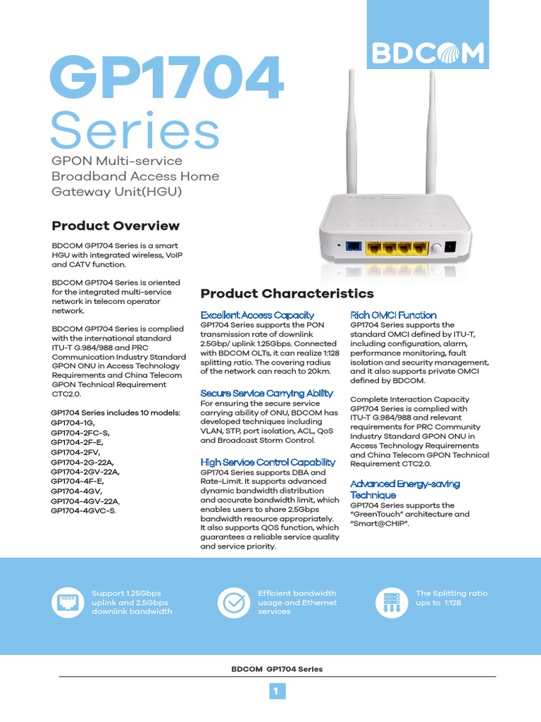 BDCOM GP1704 Series - V3.2 | PDF | Computer Network | Physical Layer Protocols