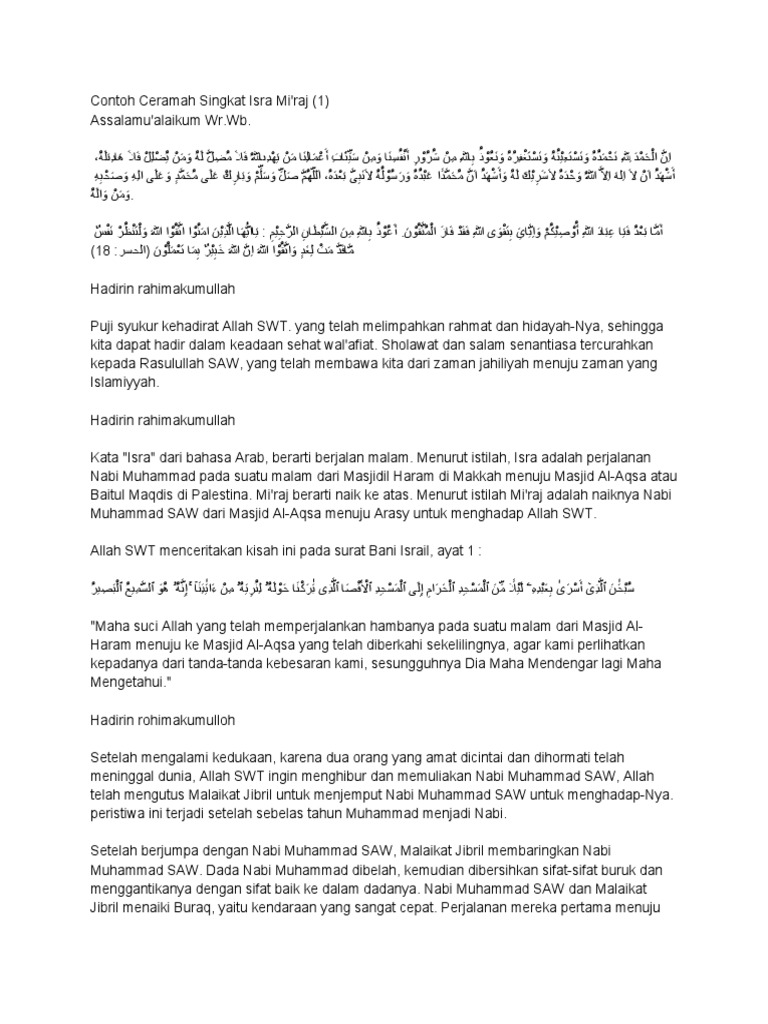 Contoh Ceramah Singkat Isra Mi | PDF