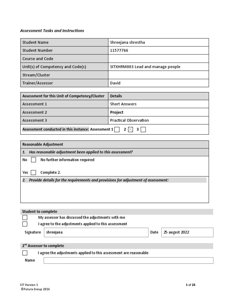 SITXHRM003 Assessment 2 - Project | PDF