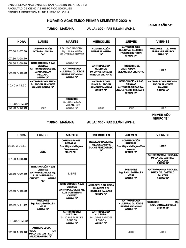 Horarios Epa 2023-A | PDF