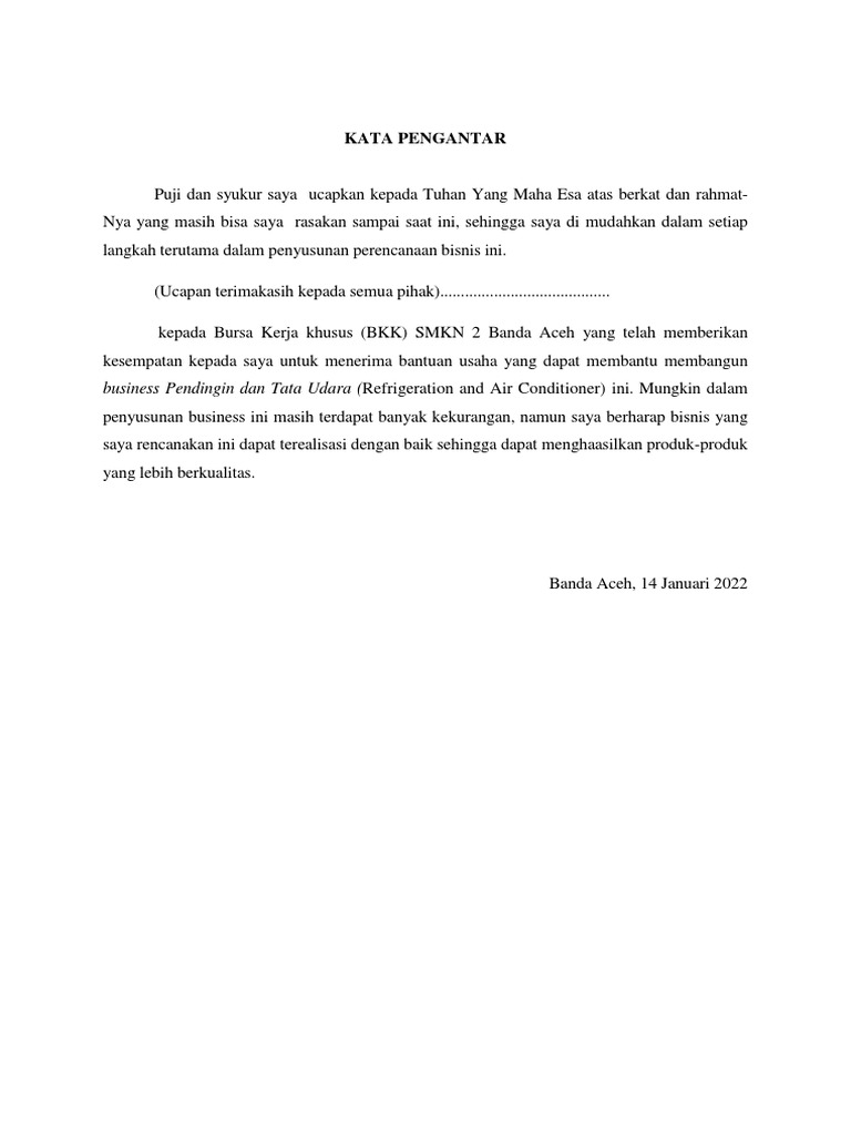 Contoh Bisnis Plan UMKM (1) | PDF