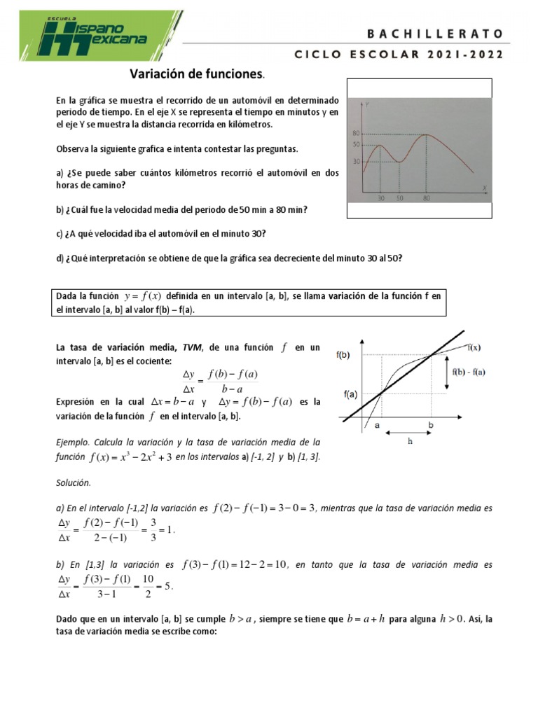 Variación de Una Función | PDF | Velocidad | Función (Matemáticas)