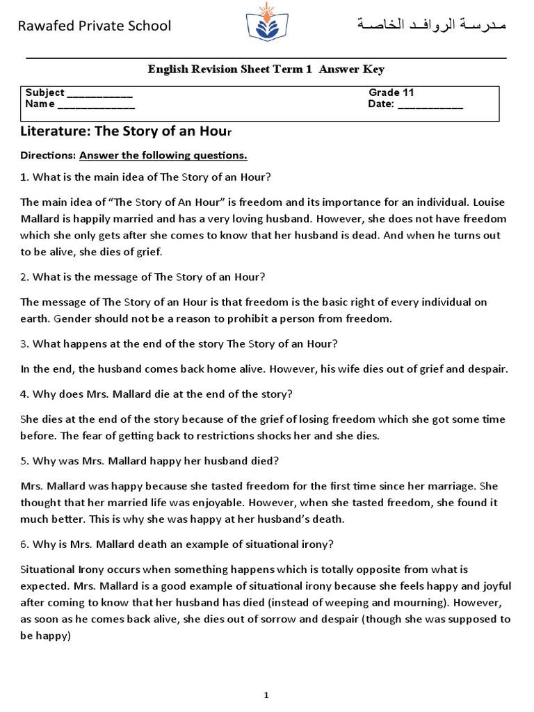 Revision Sheet Gr11 Term 1 2022 Ans Key | PDF | Grammar | Syntax