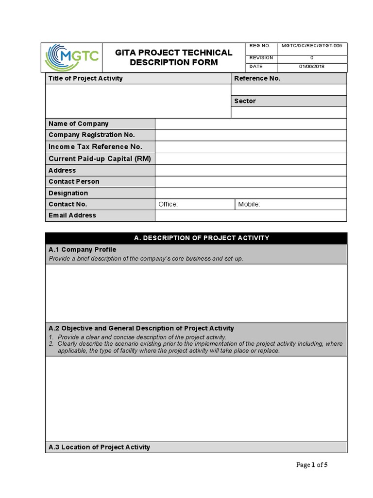 Rec GTGT 005 Gita Project Technical Description Form | PDF ...