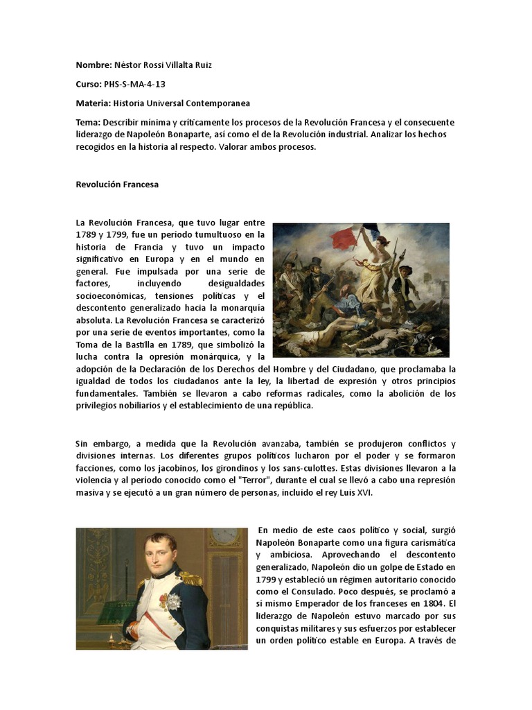 Sintesis Revolucion Francesa e Industrial | PDF | revolución Francesa ...
