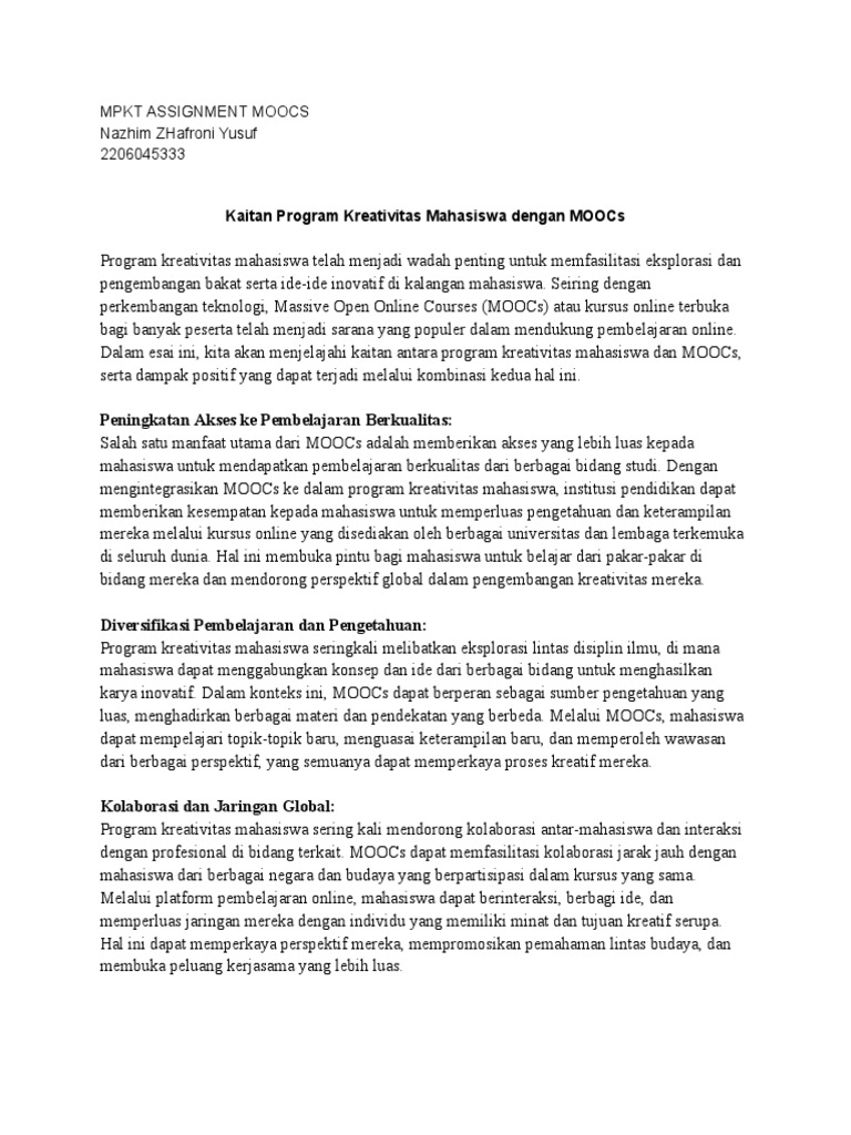 LTM MPKT Moocs - Nazhim Yusuf | PDF