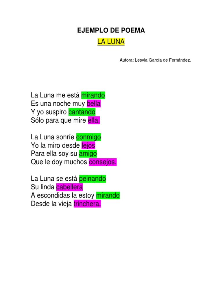 Tipos De Poemas Y Ejemplos