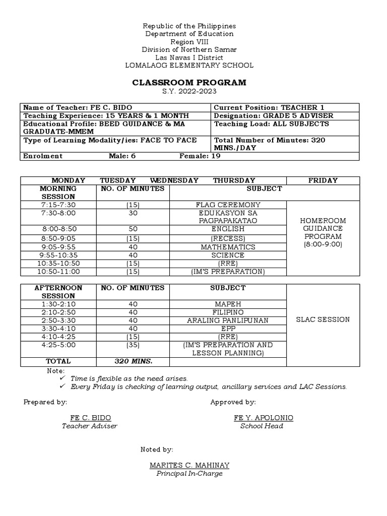 Example Classroom Program Pdf Learning Behavior Modification 8854