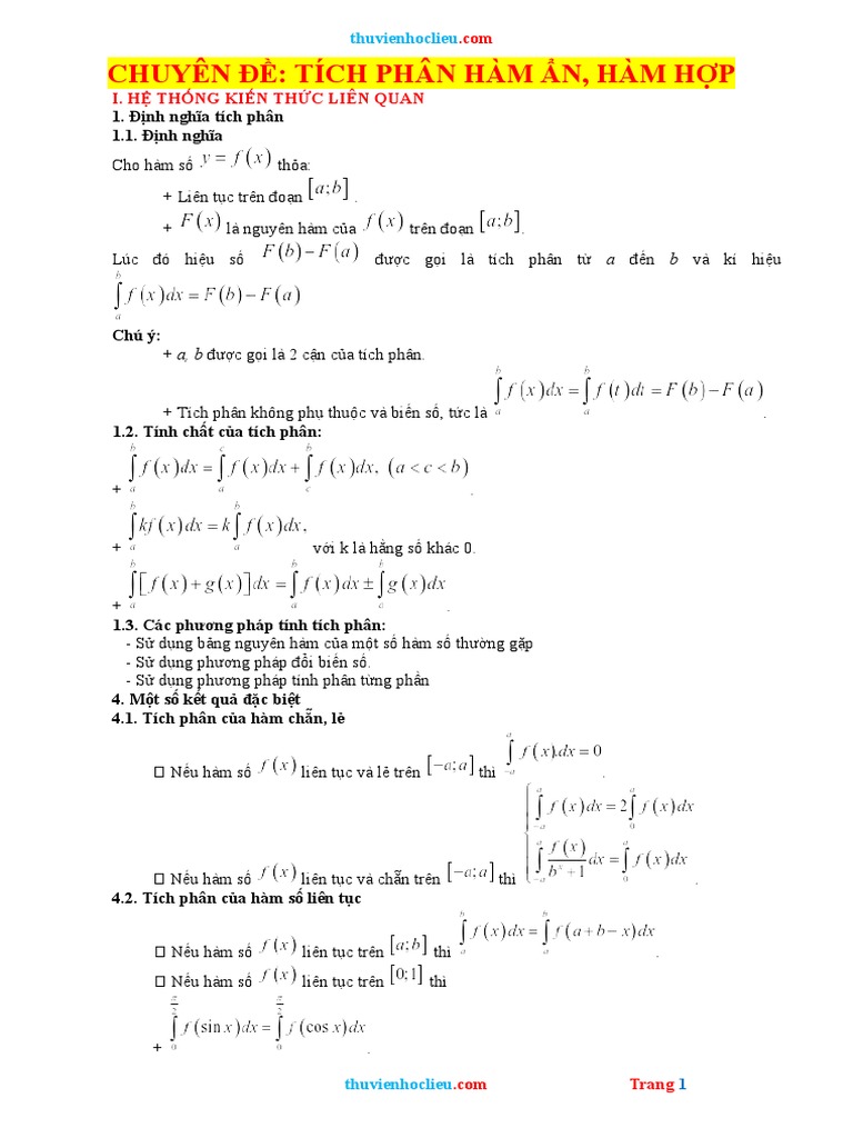 Thuvienhoclieucom Chuyen de Tich Phan Ham An Ham Hop - 2252023113112 | PDF