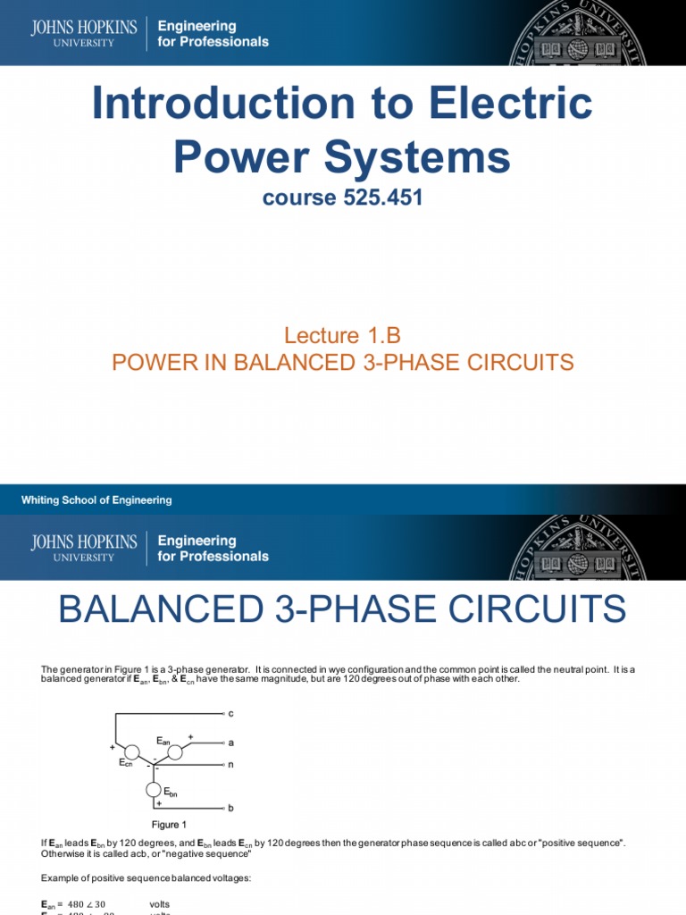 Intro To Electric Power Systems Lecture 1.B | PDF | Power (Physics) | Quantity