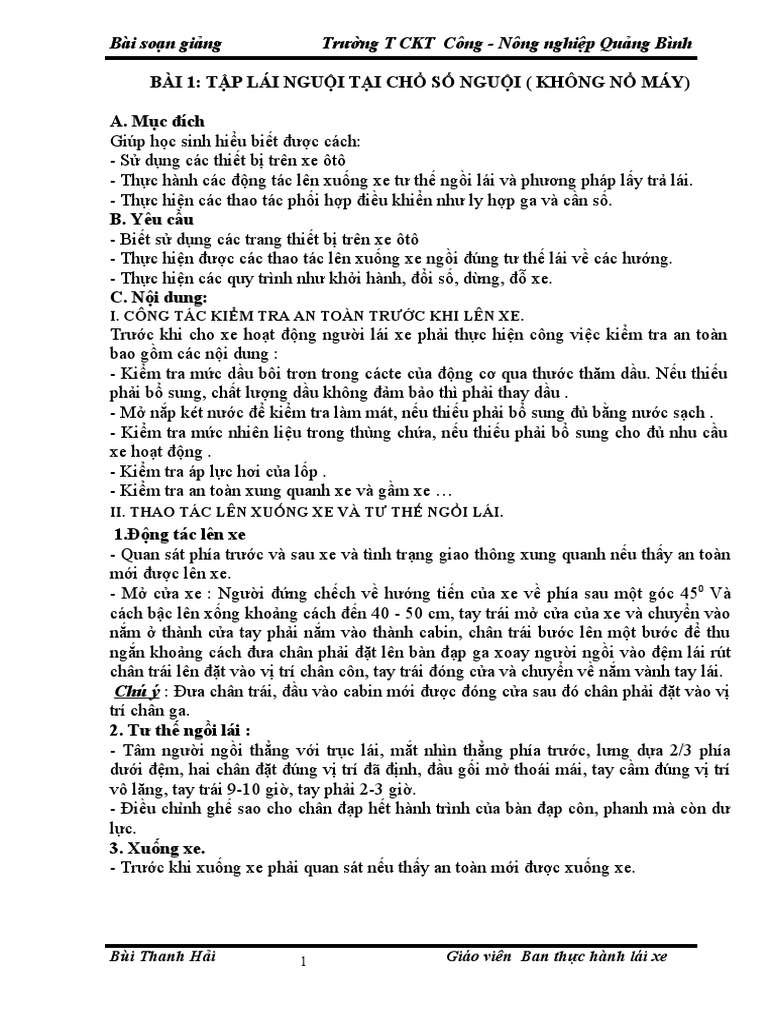 Bai Giang Thuc Hanh Lai Xe | PDF