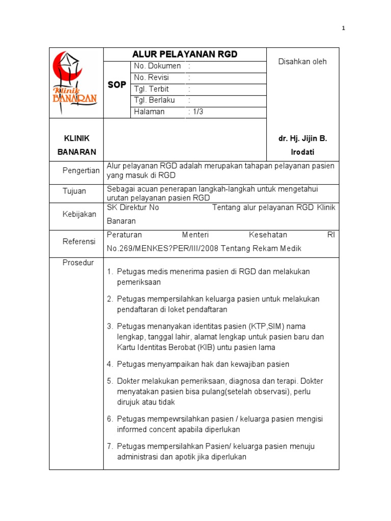 Alur Pelayanan RGD (Wiwik) | PDF