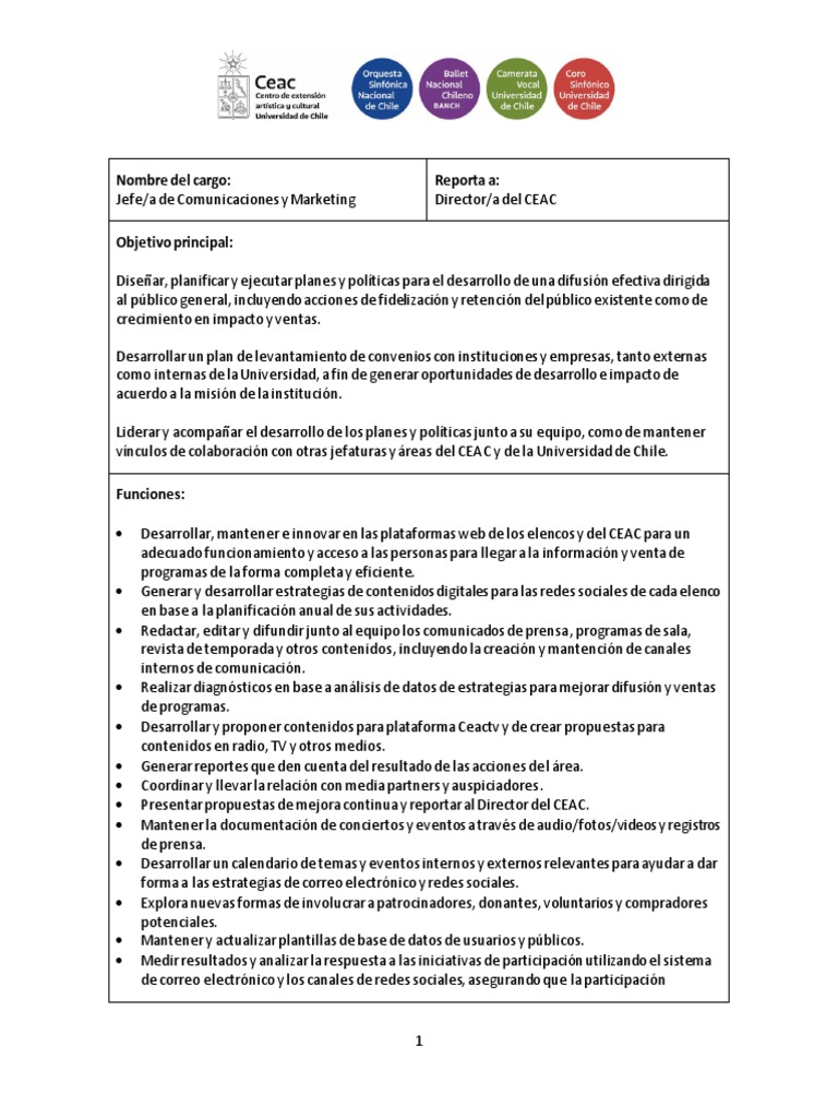 Jefe/a de Comunicaciones y Marketing CEAC | PDF | Crecimiento personal ...